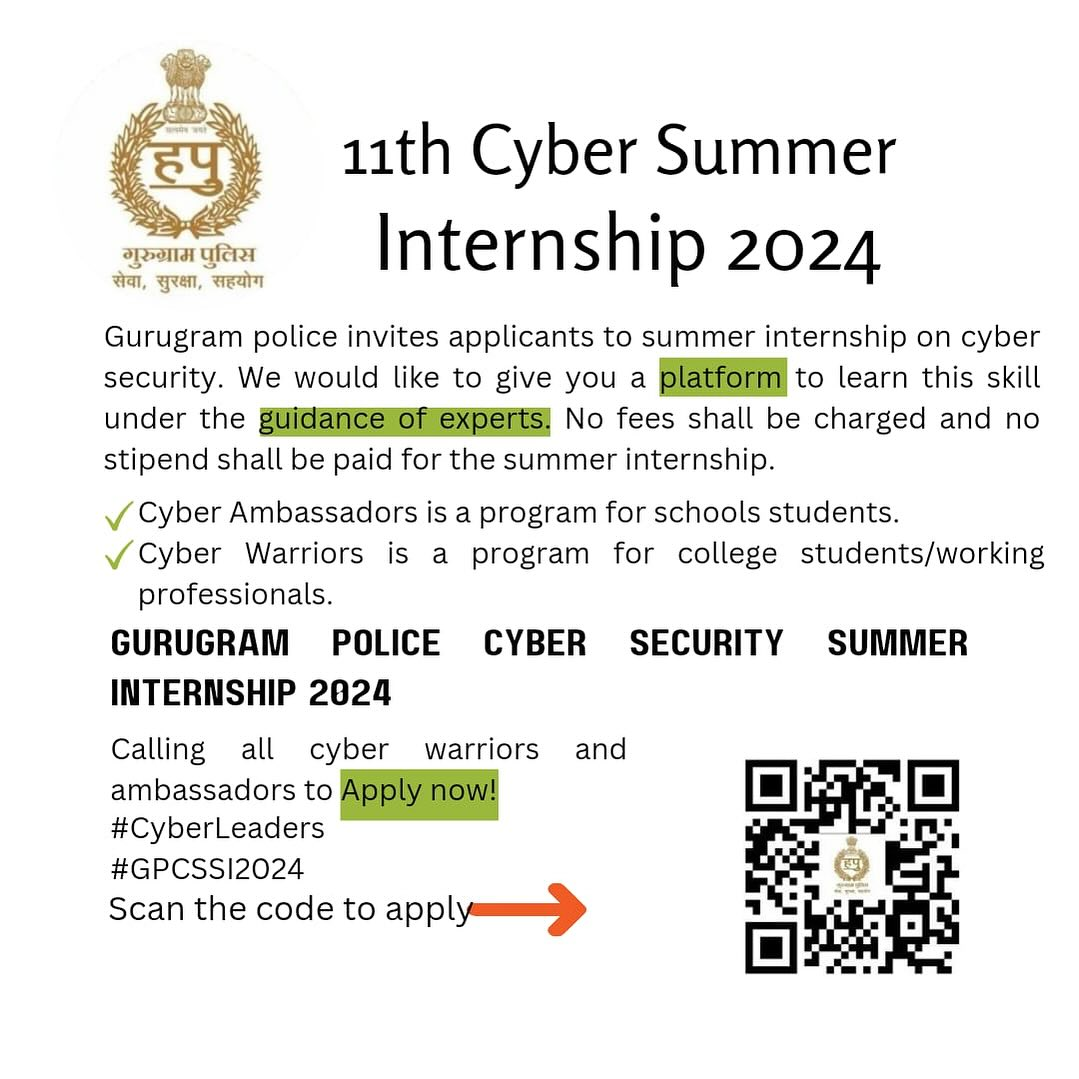 Cyber Security Internship By Gurugram Police - June 2024 - Cyber ...
